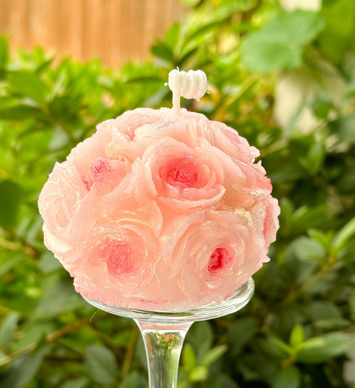 Rose Candle, Baby Pink Rose Candle, Rose Pillar Candle, Rose Scented ...