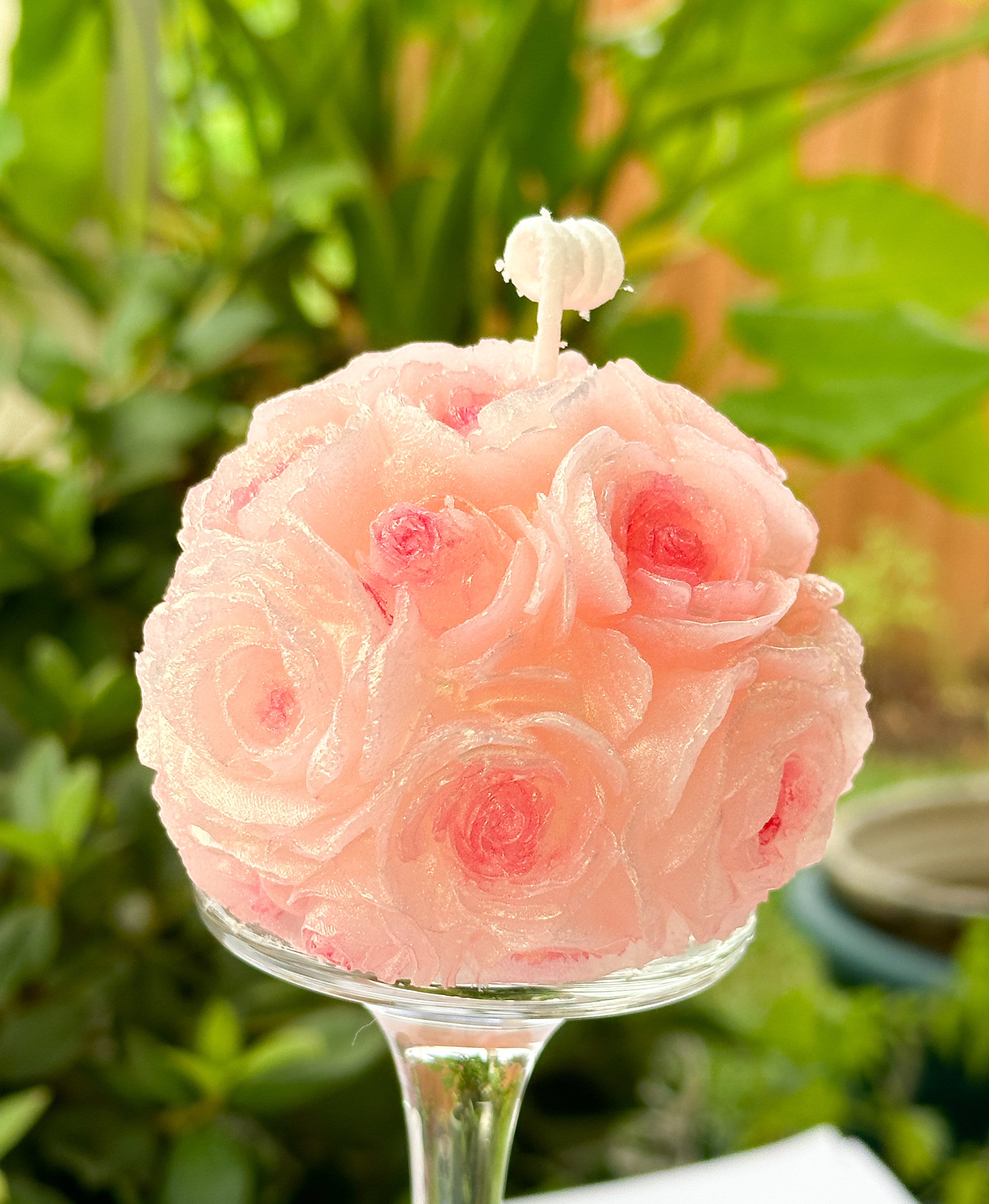 Rose Candle, Baby Pink Rose Candle, Rose Pillar Candle, Rose Scented ...