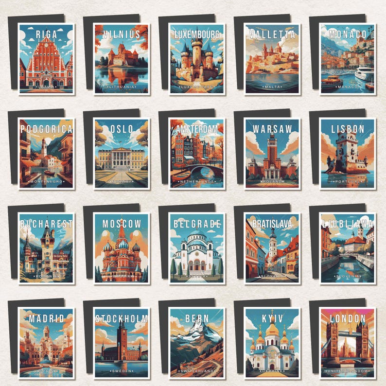Europe Souvenir Travel Gift Magnets Countries Iconic City Landmark ...