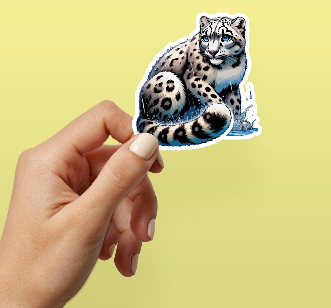 Snow Leopard Sticker, Snow Leopard, Water Bottle Sticker, Laptop ...