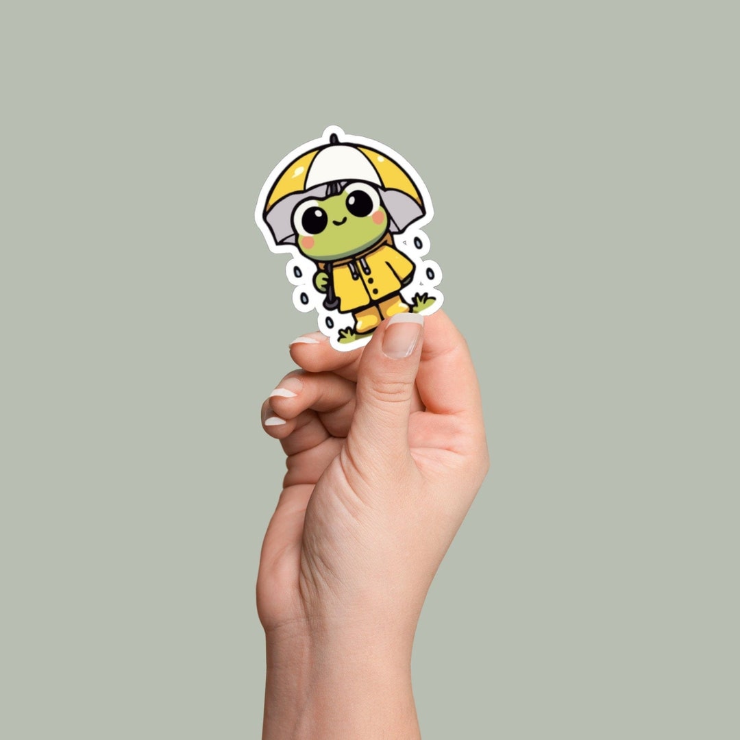 Rain Frog Sticker, Cute Frog Sticker, Frog Stickers, Water Bottle ...