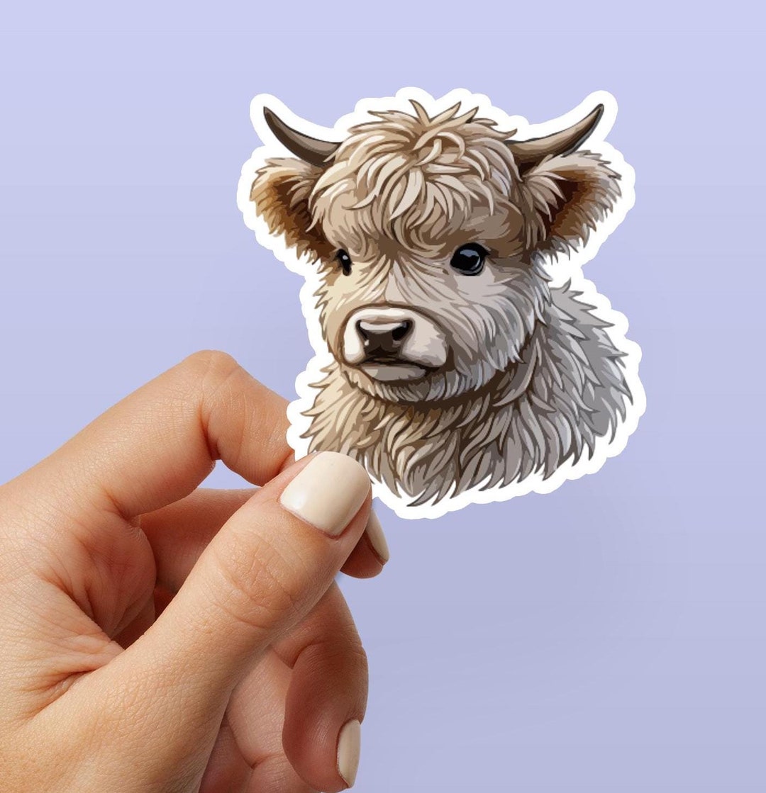 Baby Highland Cow Sticker, Highland Cow Sticker, Highland Baby Cow ...