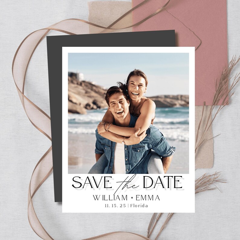 Wedding Photo Magnet With Personalized Caption for Save the Dates ...