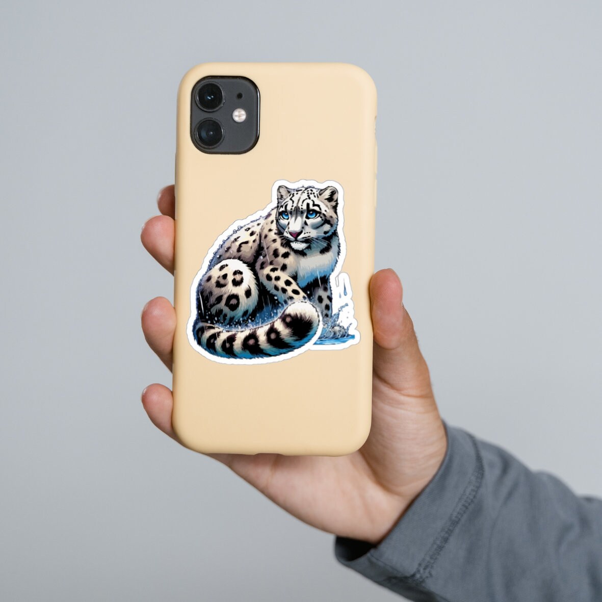 Snow Leopard Sticker, Snow Leopard, Water Bottle Sticker, Laptop ...