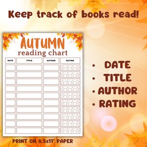 Autumn Reading Challenge, Printable Reading Challenge, Autumn Reading ...