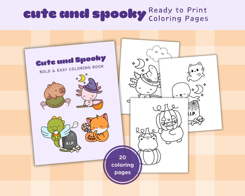 Bold and Easy Halloween Coloring Pages, Cute Spooky Kawaii Coloring ...