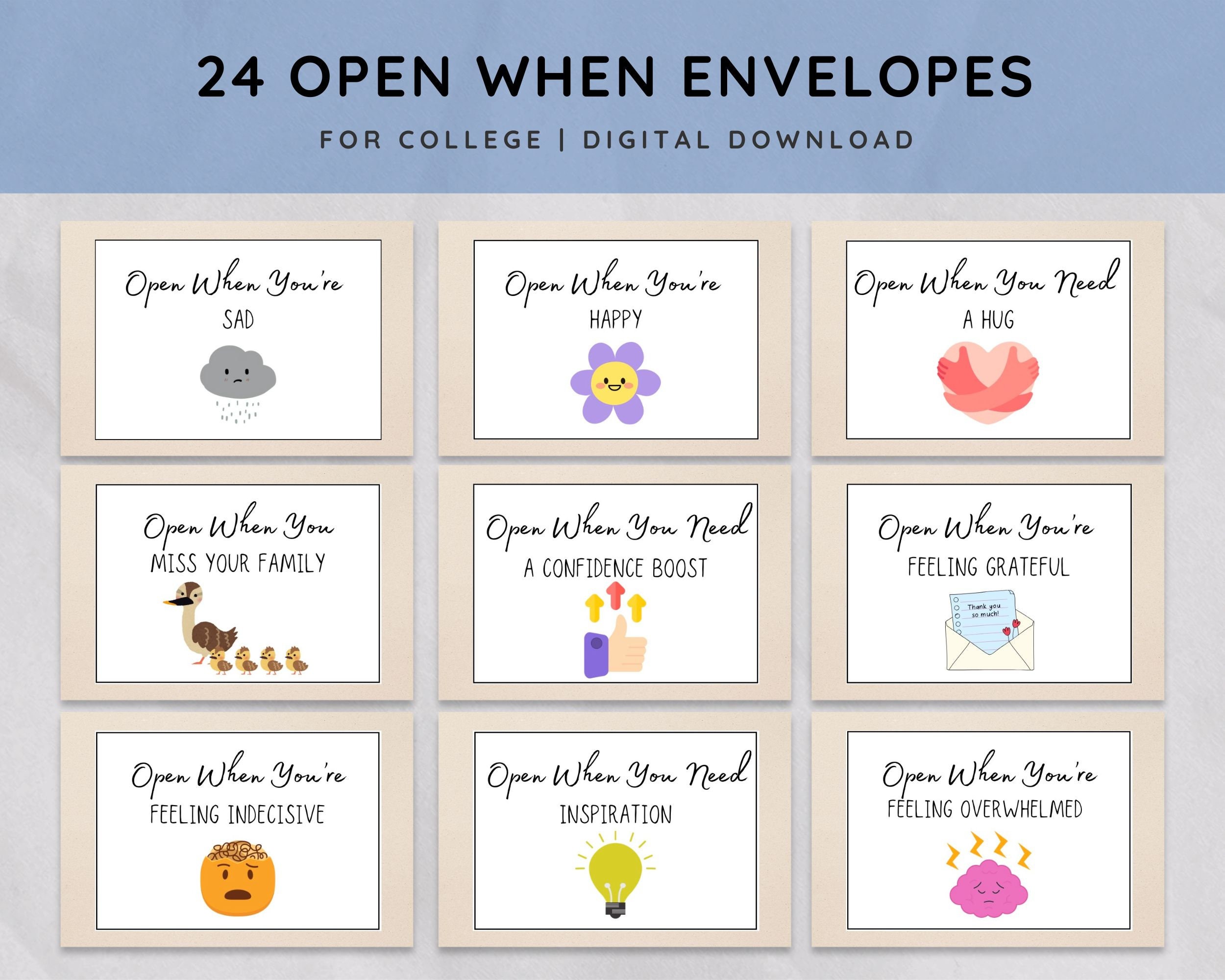 Open When Envelopes for College Students, Open When Letter College ...