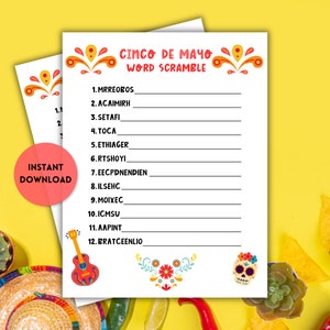 Cinco De Mayo Word Scramble Game, Printable Word Scramble, Cinco De ...