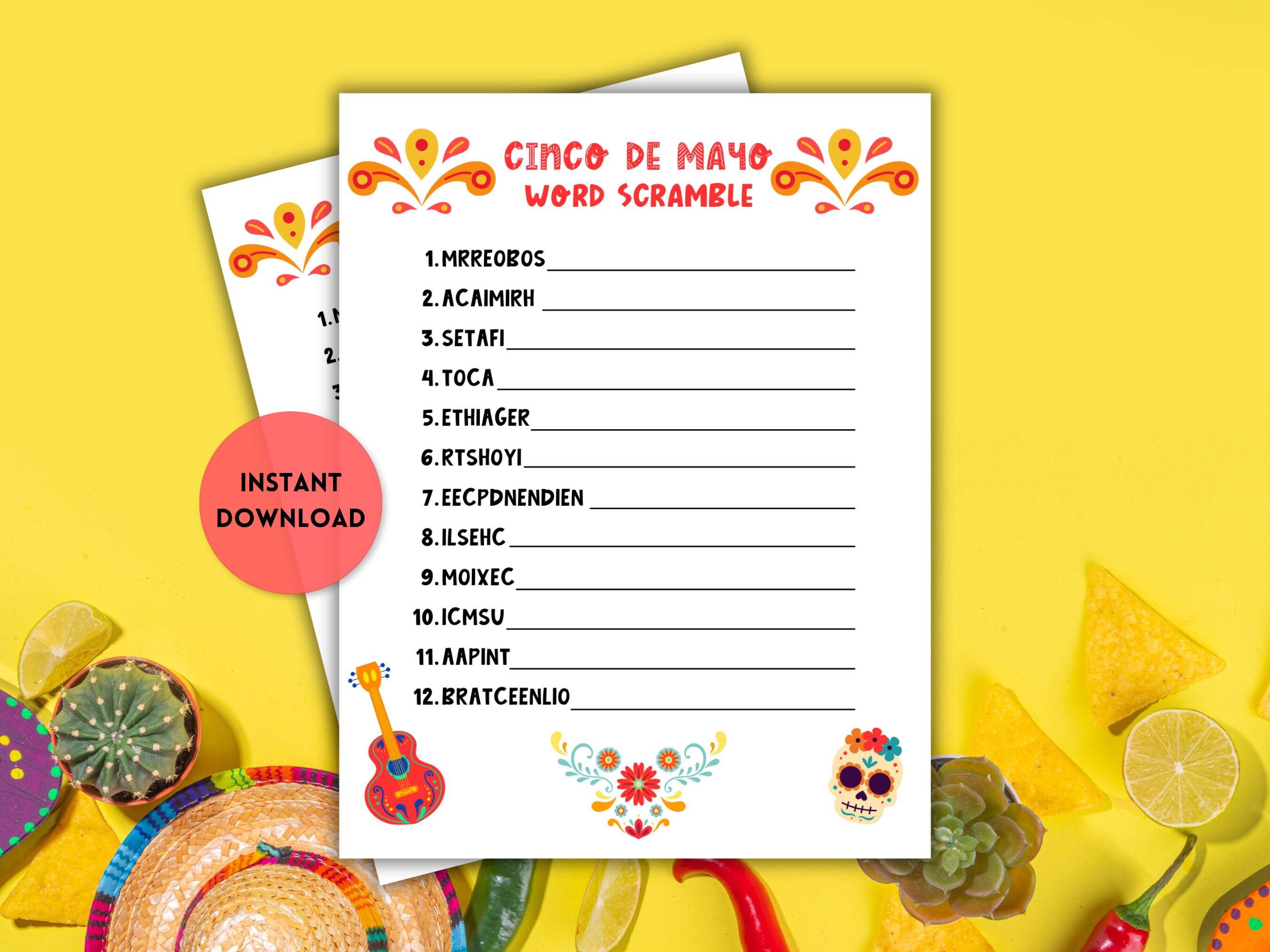 Cinco De Mayo Word Scramble Game, Printable Word Scramble, Cinco De ...