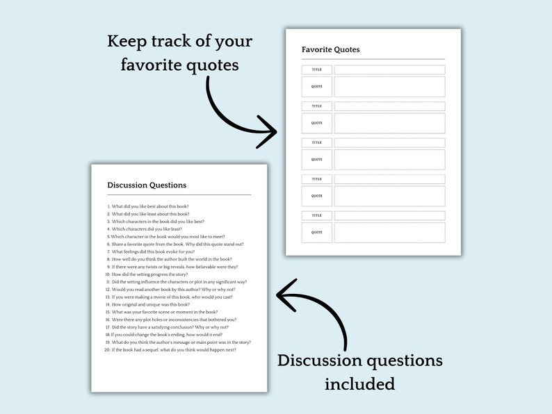 Book Club Planner Bundle, Book Club Planner Printable, Reading Planner ...