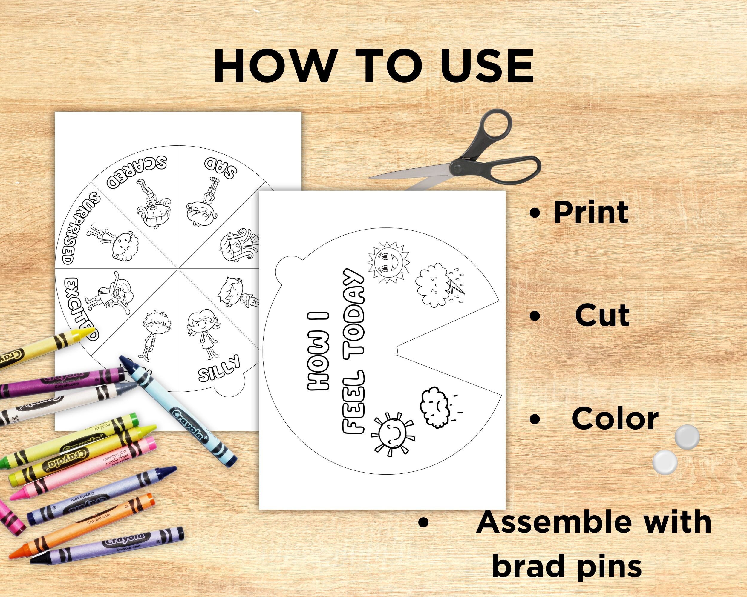 Spinner Wheel Coloring Emotions Activity, Feelings Spinner Wheel ...