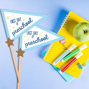Printable First Day of School Pennant Flag, Last Day of School Pennant ...