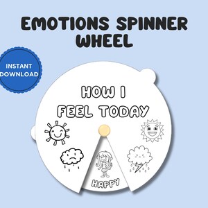 Spinner Wheel Coloring Emotions Activity, Feelings Spinner Wheel ...