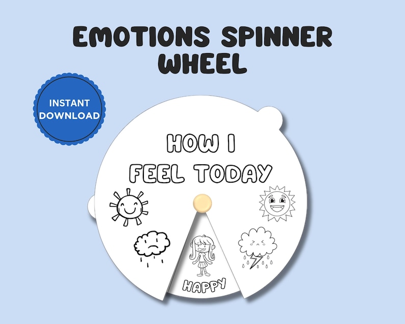 Spinner Wheel Coloring Emotions Activity, Feelings Spinner Wheel ...