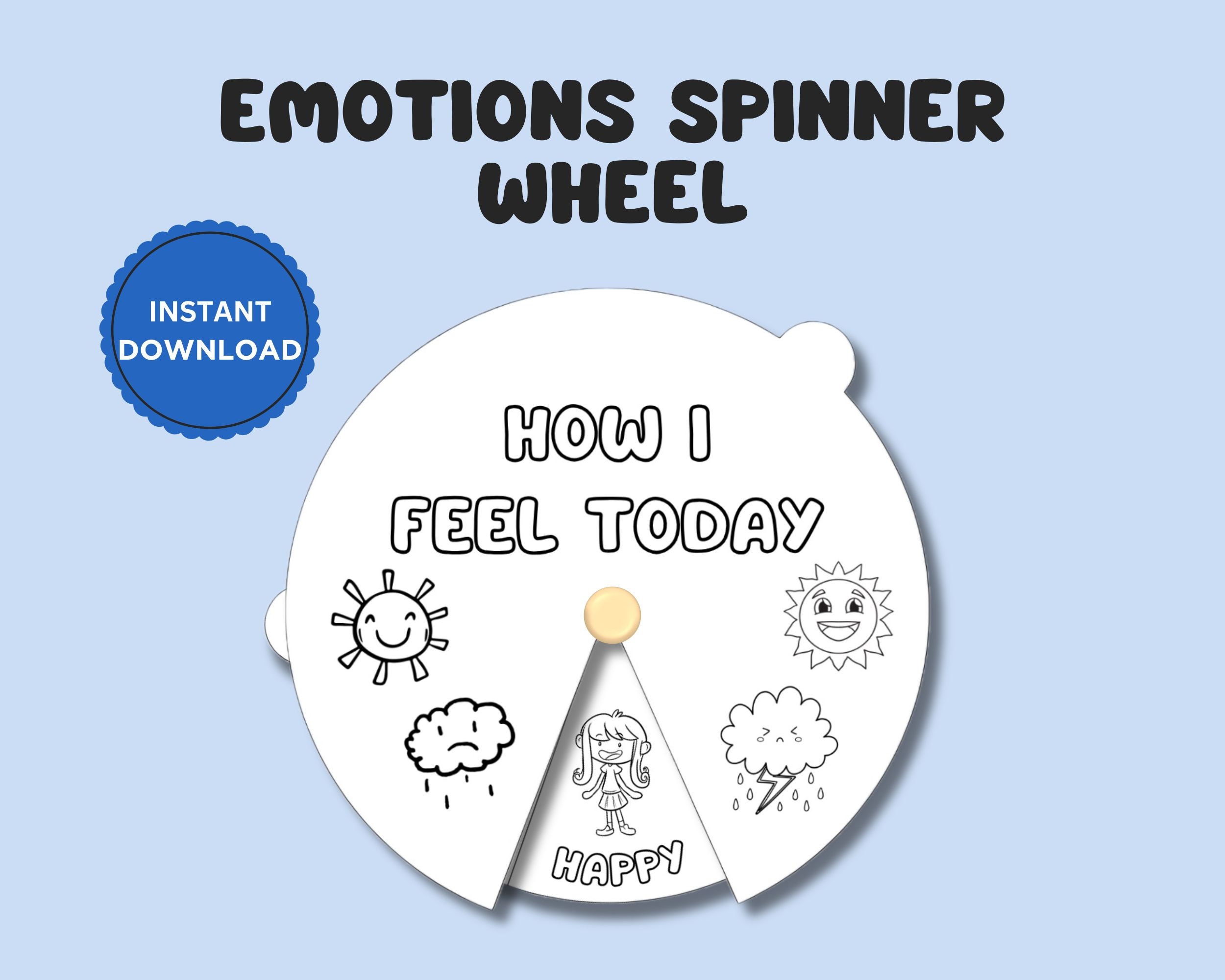 Spinner Wheel Coloring Emotions Activity, Feelings Spinner Wheel ...