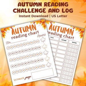 Autumn Reading Challenge, Printable Reading Challenge, Autumn Reading ...