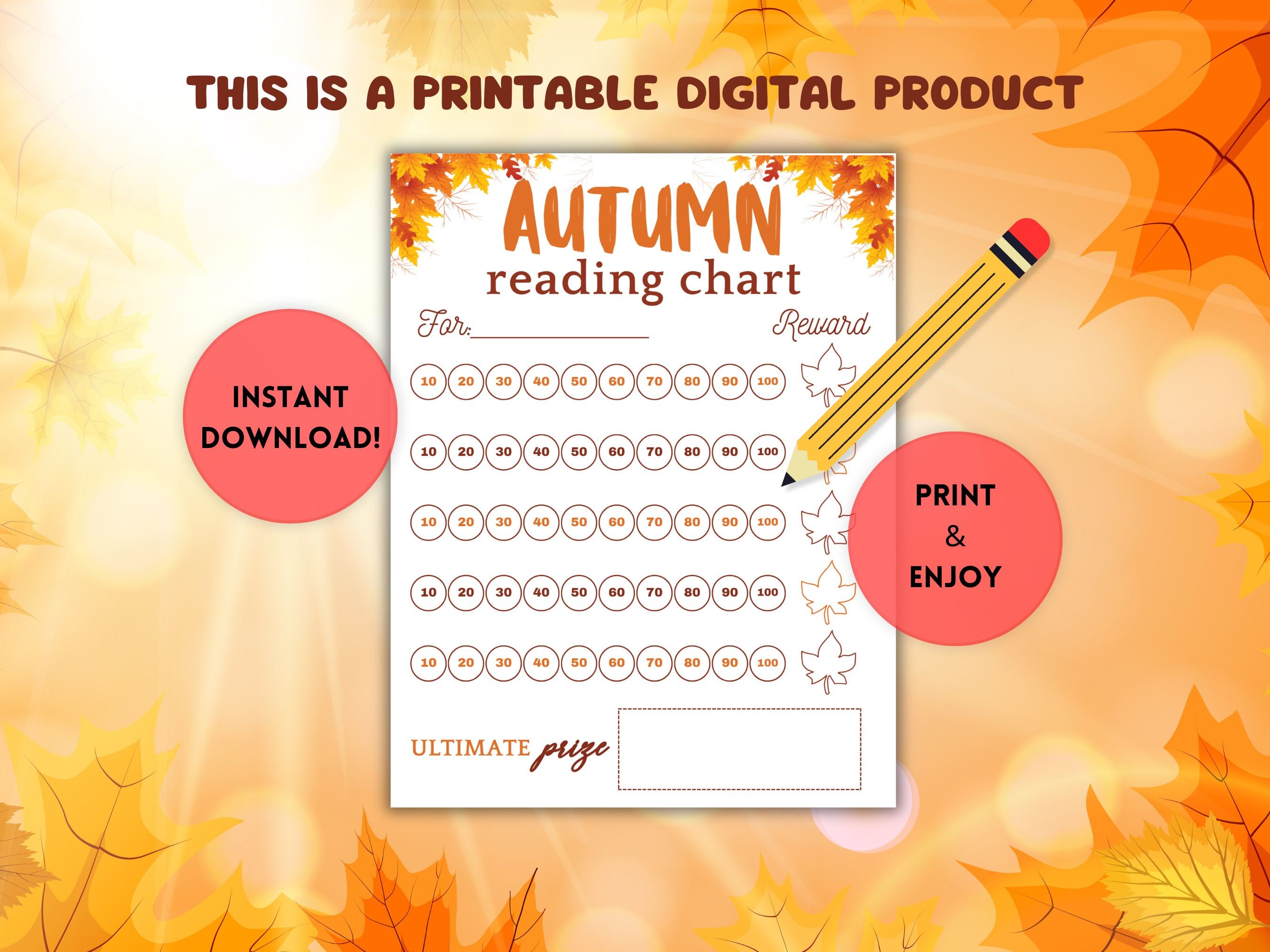 Autumn Reading Challenge, Printable Reading Challenge, Autumn Reading ...