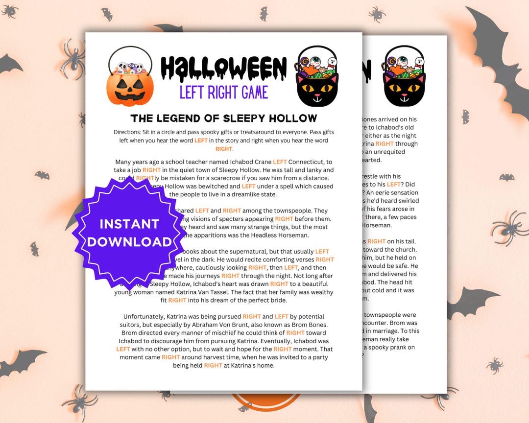Halloween Left Right Game, Printable Left Right Game, Kids Games ...