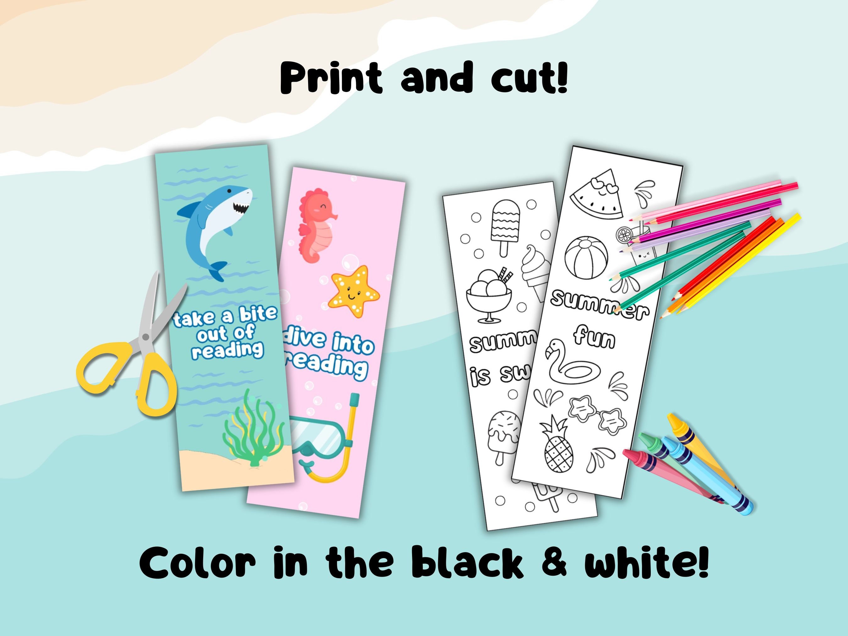 Bookmarks for Kids, Printable Summer Bookmarks, Summer Themed Bookmarks ...