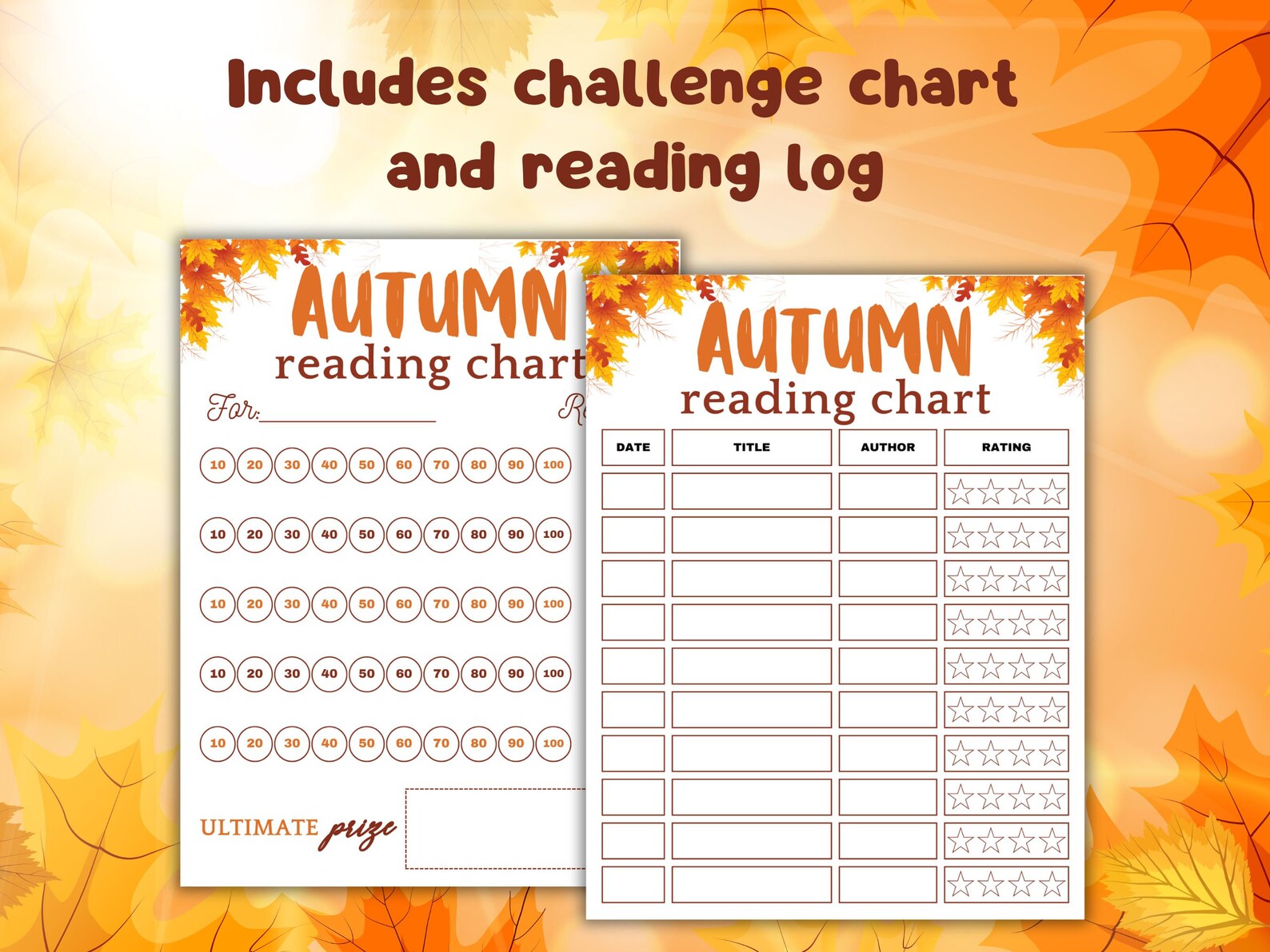 Autumn Reading Challenge, Printable Reading Challenge, Autumn Reading ...