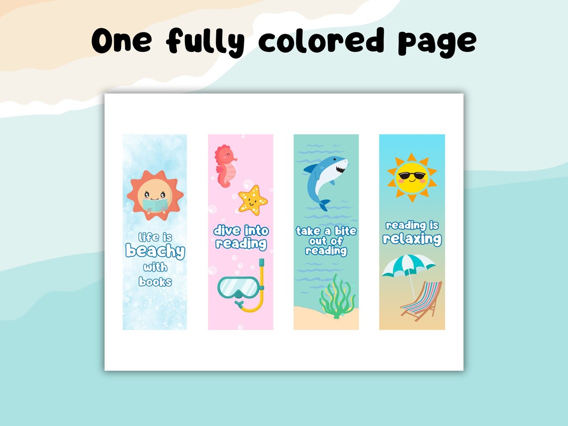 Bookmarks for Kids, Printable Summer Bookmarks, Summer Themed Bookmarks ...