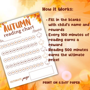 Autumn Reading Challenge, Printable Reading Challenge, Autumn Reading ...