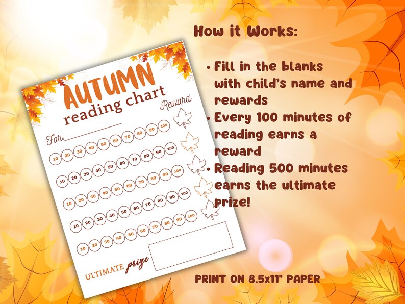 Autumn Reading Challenge, Printable Reading Challenge, Autumn Reading ...