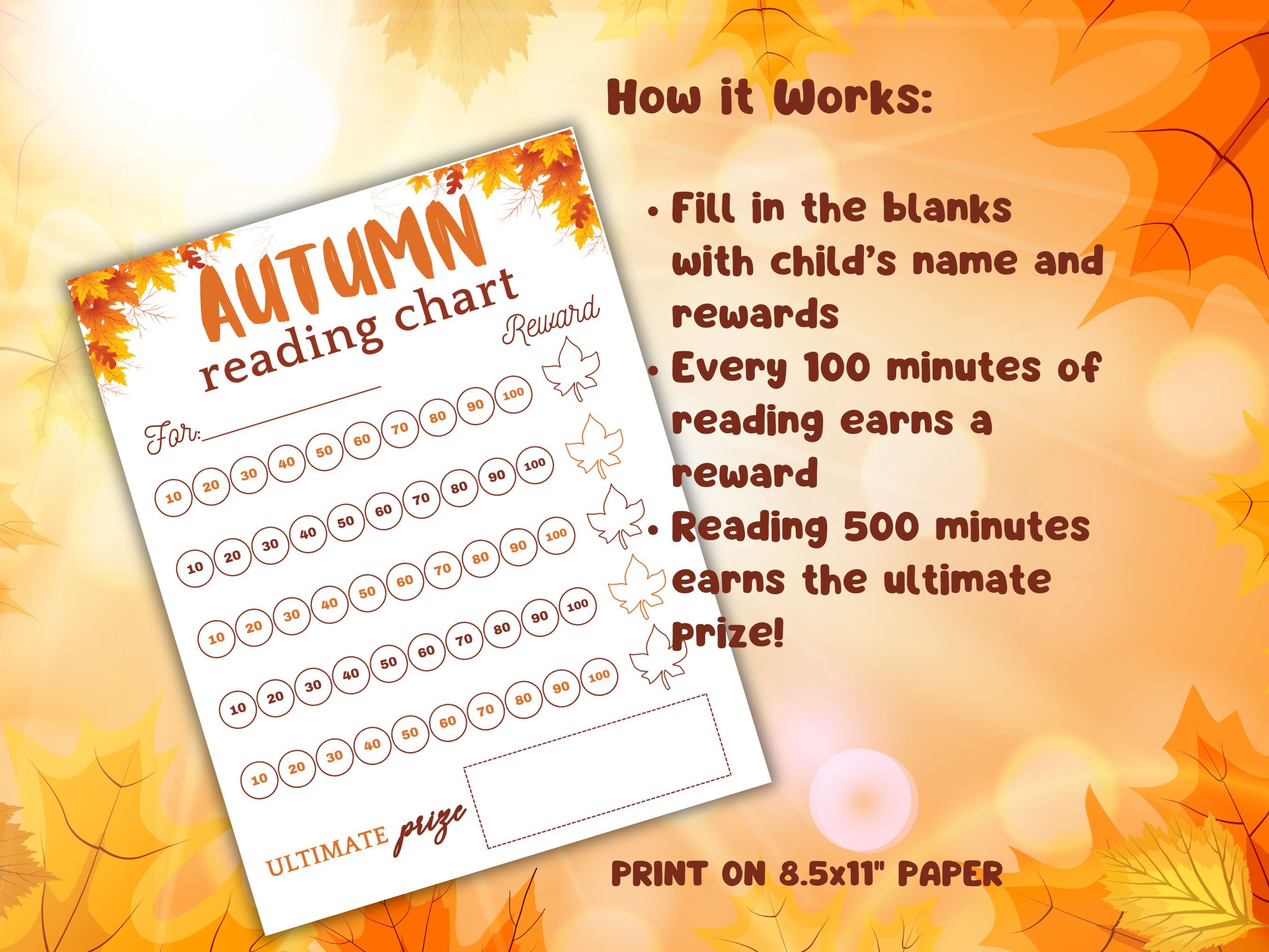 Autumn Reading Challenge, Printable Reading Challenge, Autumn Reading ...