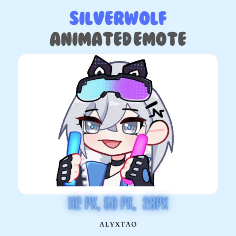 ANIMATED Silverwolf GLOWSTICK Emote , Cute Silverwolf Honkai: Star Rail, Twitch Emote , Emoji ...