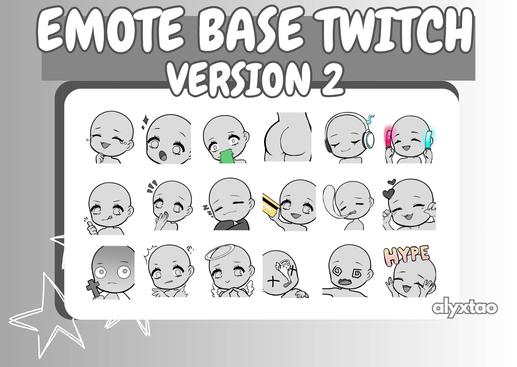 Emote Base Pack 18 - VERSION 2 Emotes for Twitch Emote Stream Chibi ...