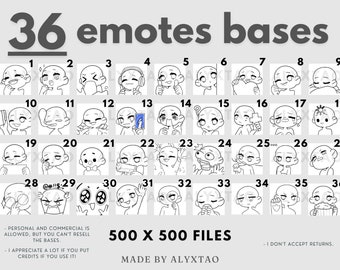 Emote Base Pack 36 FULL VERSION Emotes for Twitch Emote Stream Chibi ...