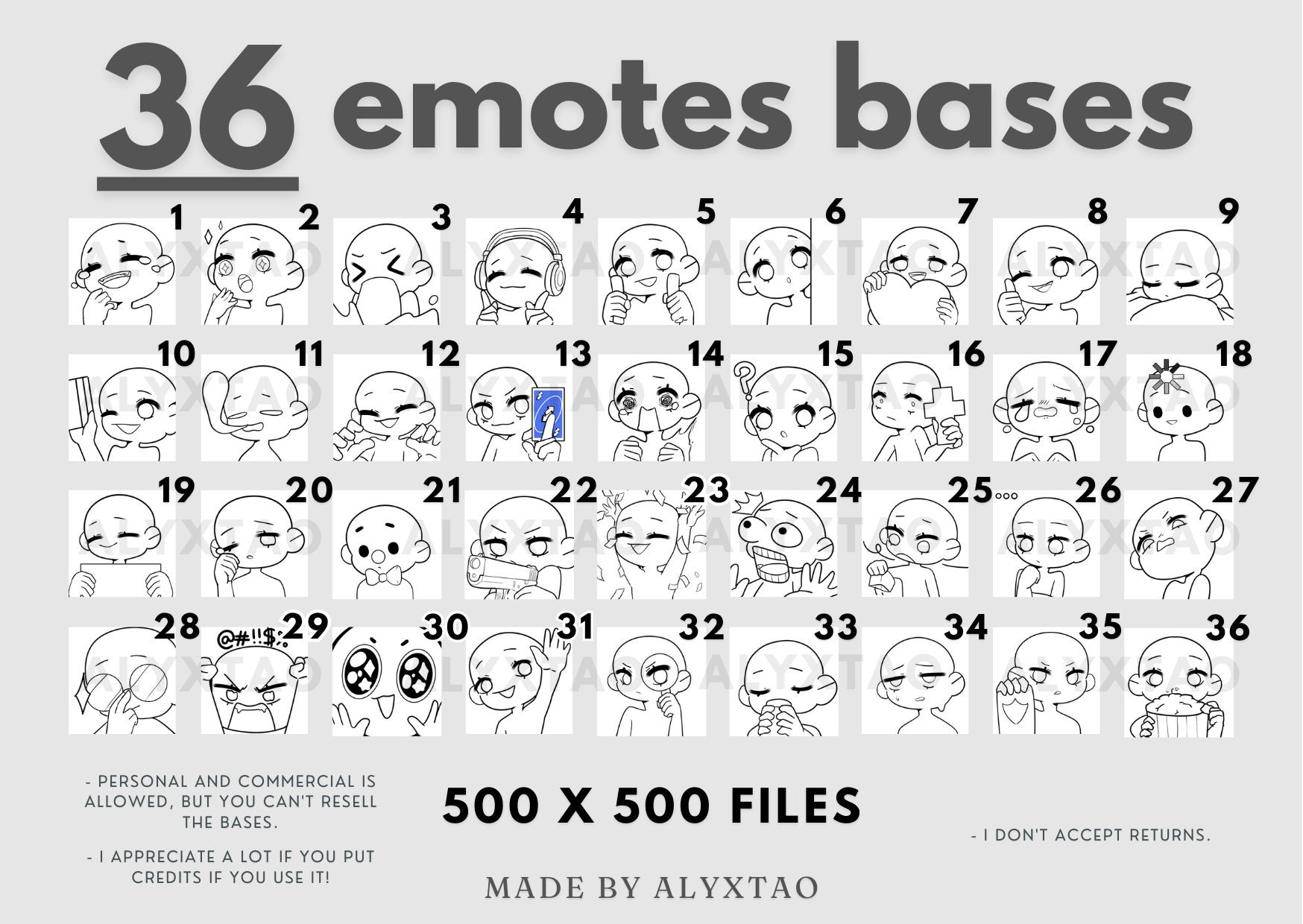 Emote Base Pack 36 !! Emotes for Twitch Emote Stream Chibi Base Emote ...