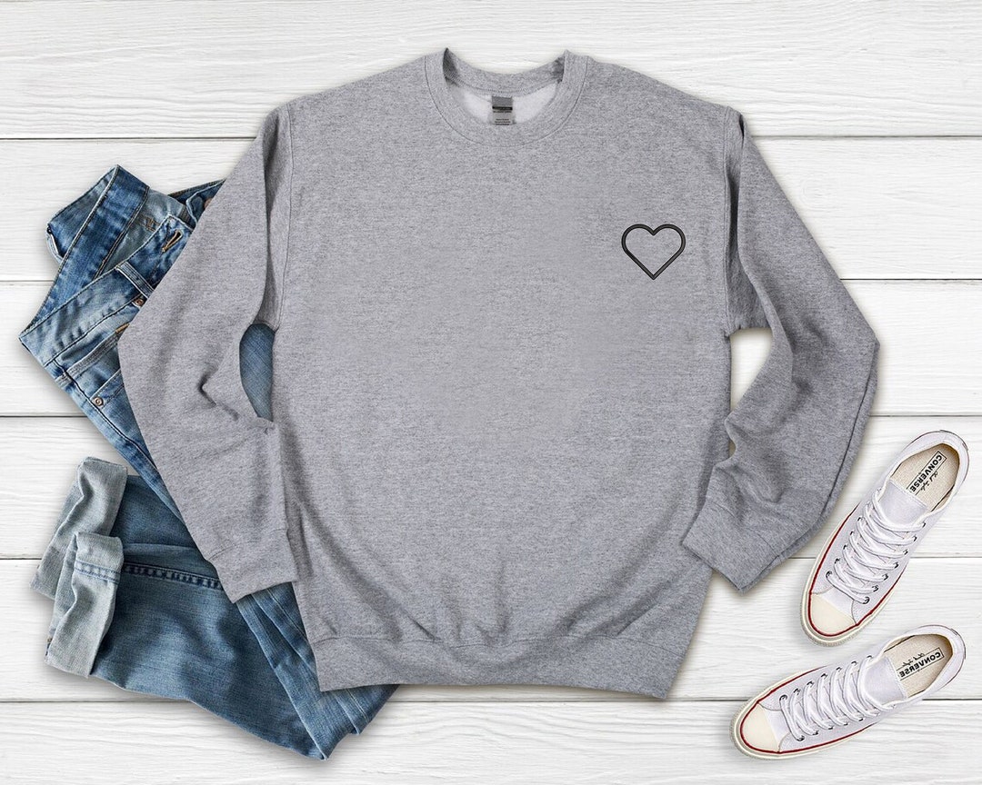 Embroidered Heart Sweatshirt, Couples Sweatshirt, Embroidered Heart ...