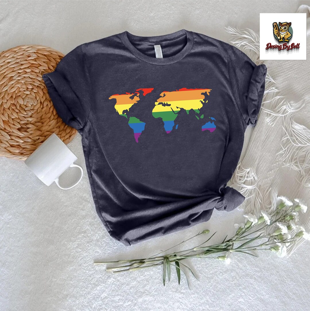 Pride Gay Shirt,lgbtq Support Outfit, LGBT World Map Shirt, LGBTQ Shirt ...