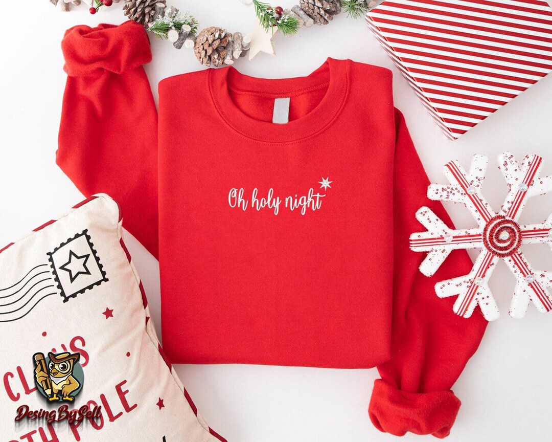 Christmas Jesus Embroidered Sweater,oh Holy Night Sweatshirt,christian ...