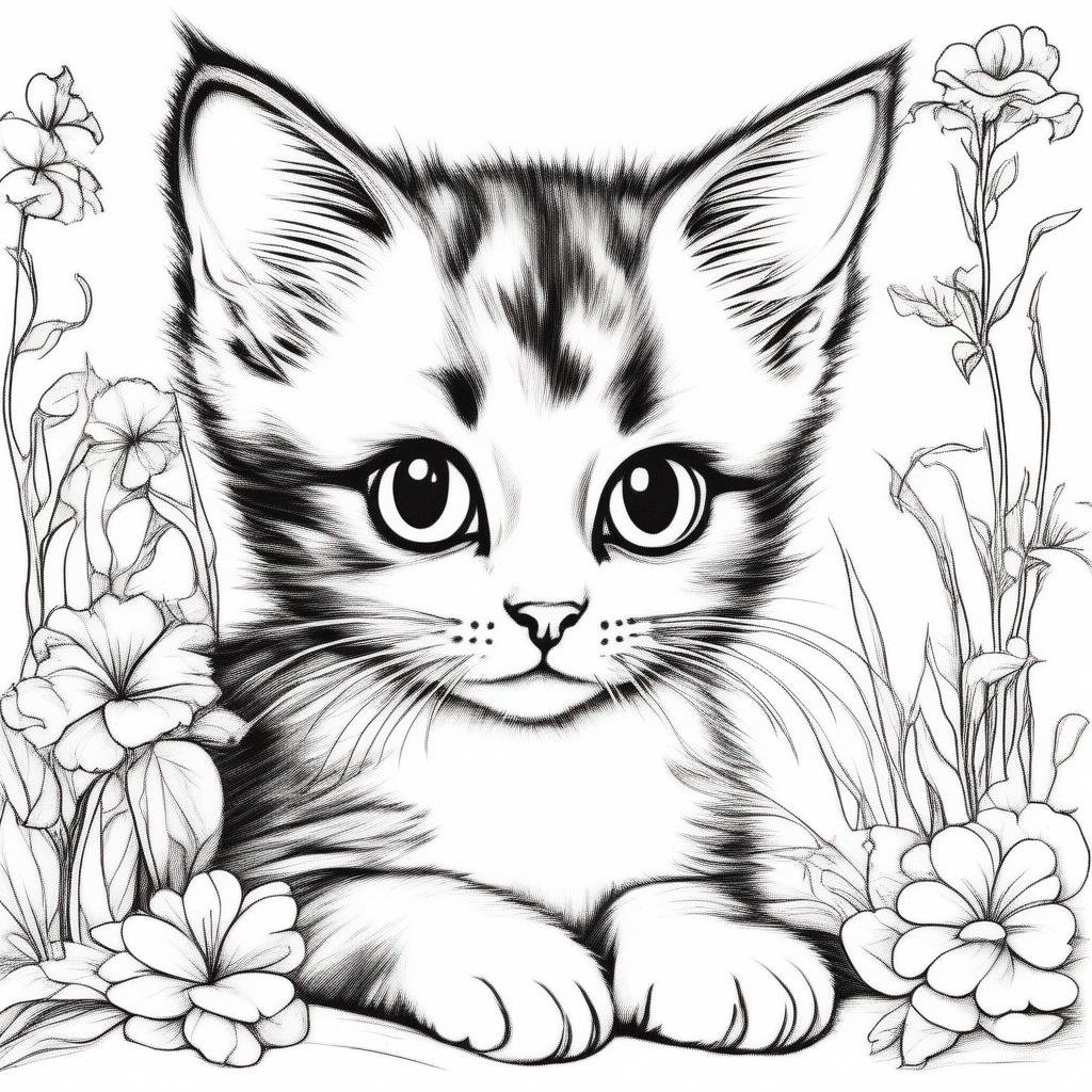 Cute Cat and Kitten Coloring Pages for Adults and Kids - Etsy