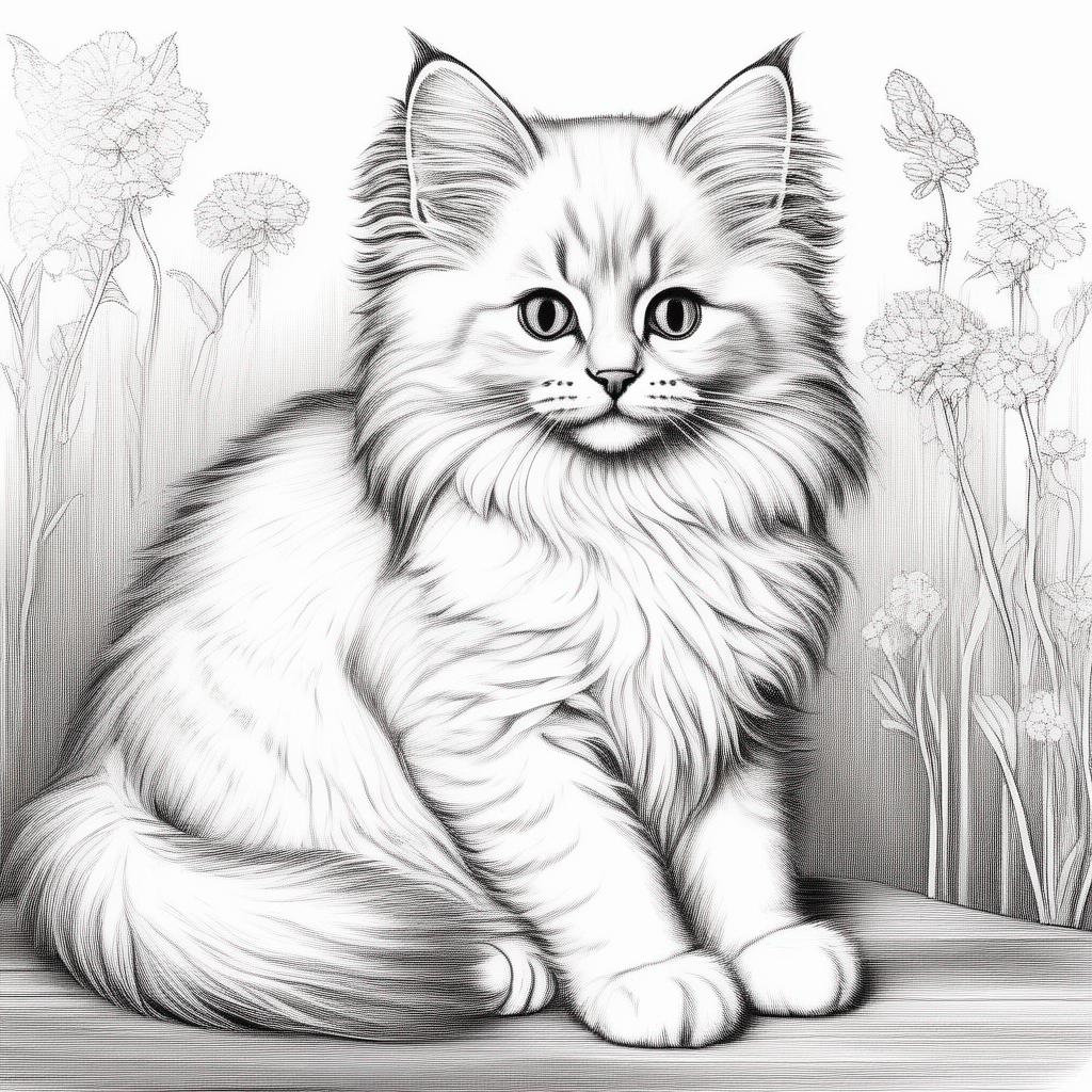 Cute Cat and Kitten Coloring Pages for Adults and Kids - Etsy
