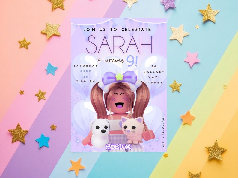 Roblox Girl Birthday Invitation, Kid Birthday Invitation, Gamer ...