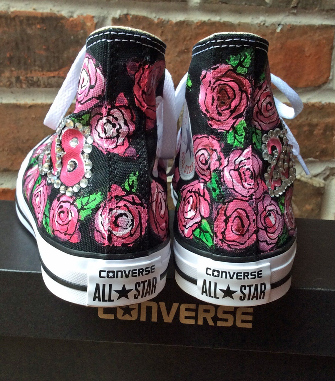 Converse Hi Top Shoes With Roses Prom or Graduation 2018 Chuck | Etsy