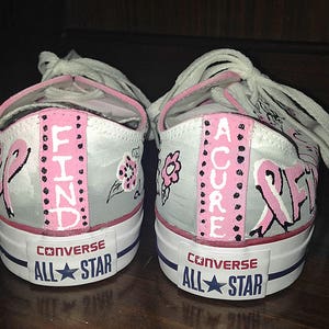 Custom Handpainted Breast Cancer Awareness Ombre Converse Shoes, Pink ...