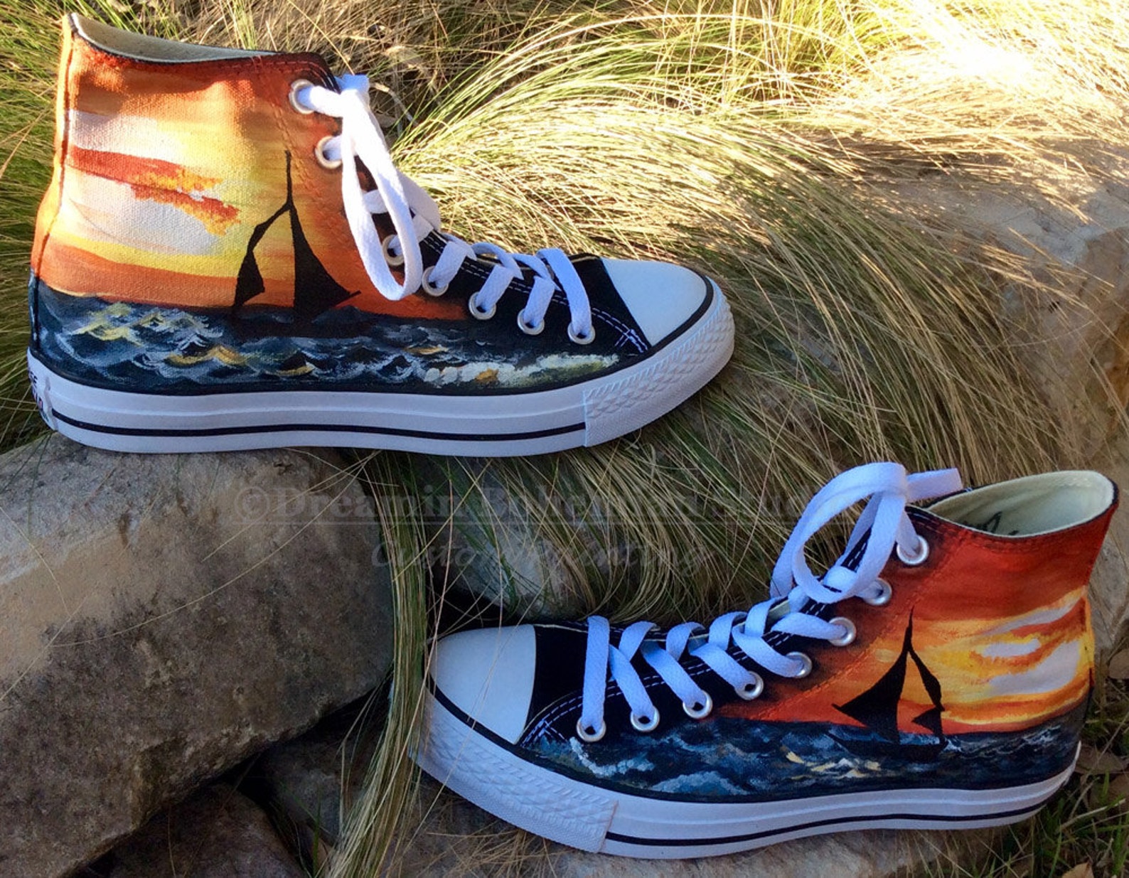 Custom Sunset Sailboat Converse for Weddings and Vacations - Etsy