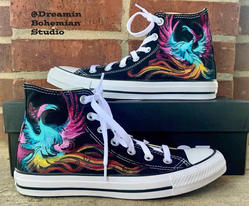 Rainbow Phoenix Rising Hand Painted Adult Size Womens Shoe | Etsy