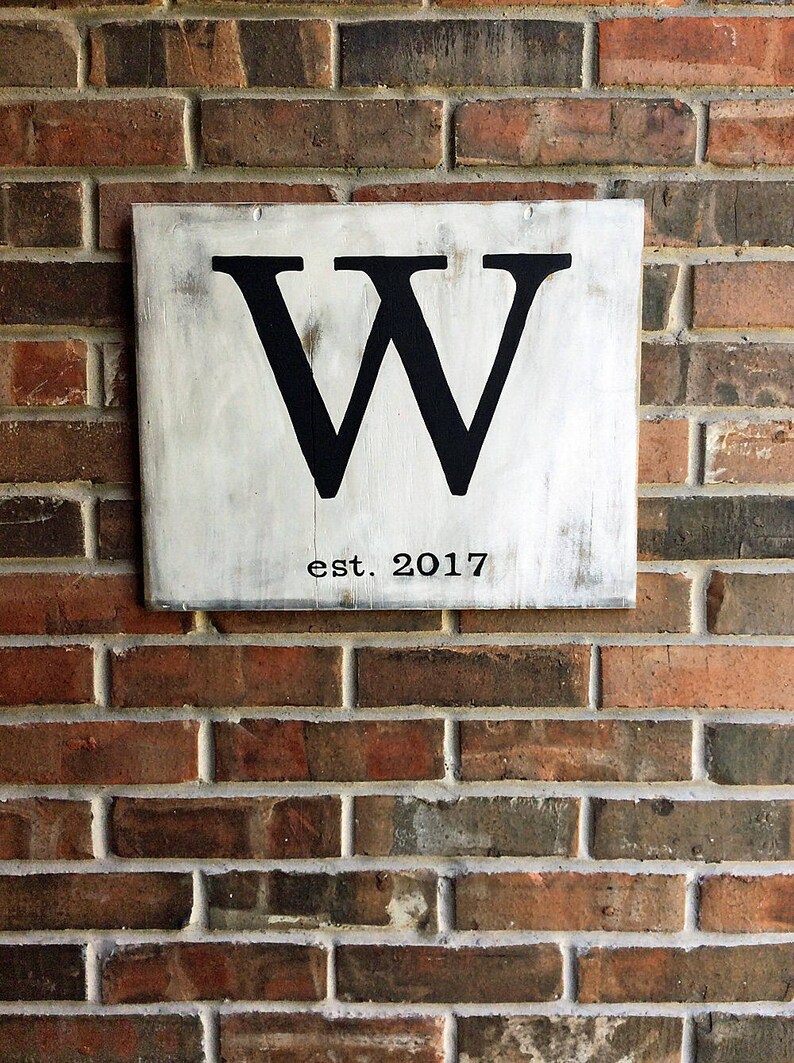 Initial Sign 16x14 Blush Pink & Black Established Signage - Etsy