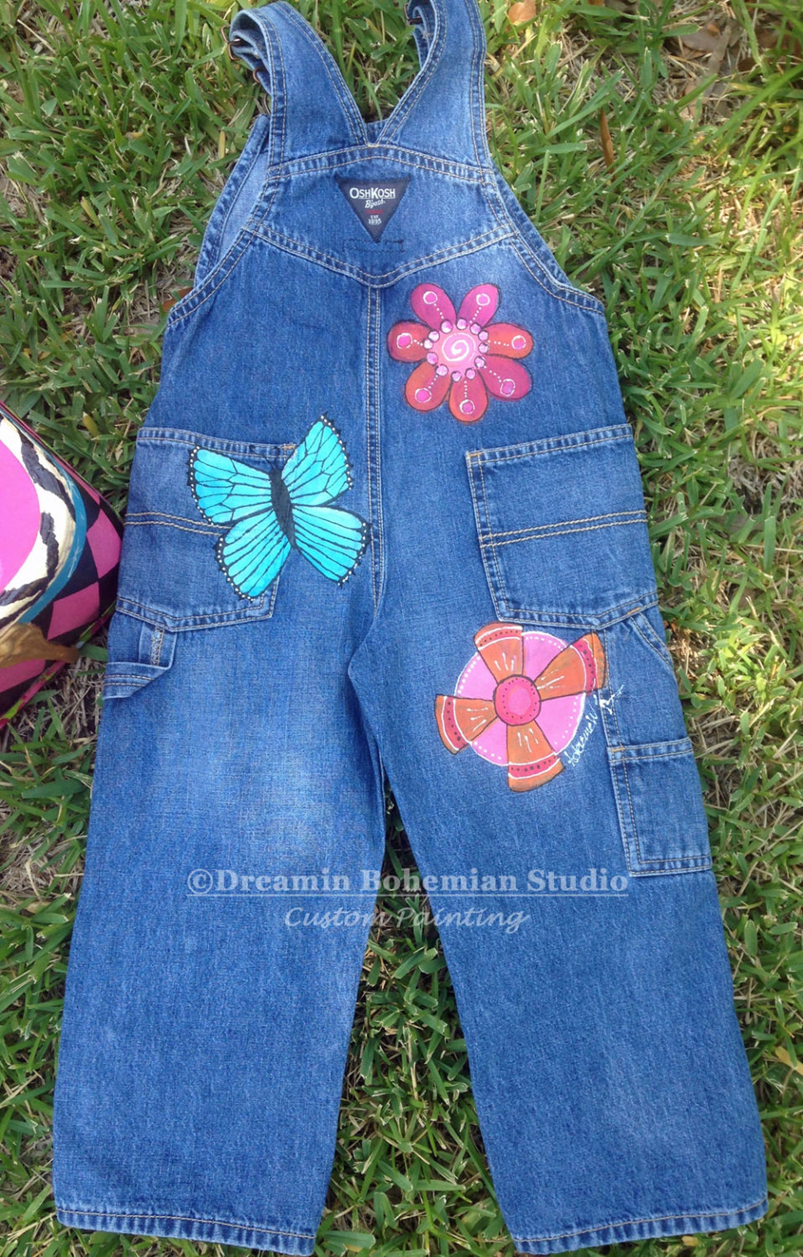 Painted Overalls Custom Denim Dungarees Handpainted Pig | Etsy