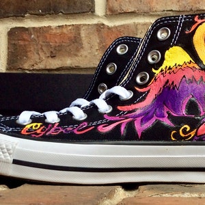 Custom Sneakers Phoenix Handpainted Converse. Black Tennis - Etsy