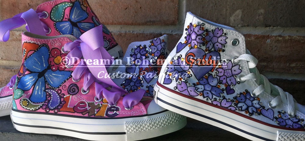 Custom Sneakers Toddler Size With Ribbon Laces Handpainted - Etsy