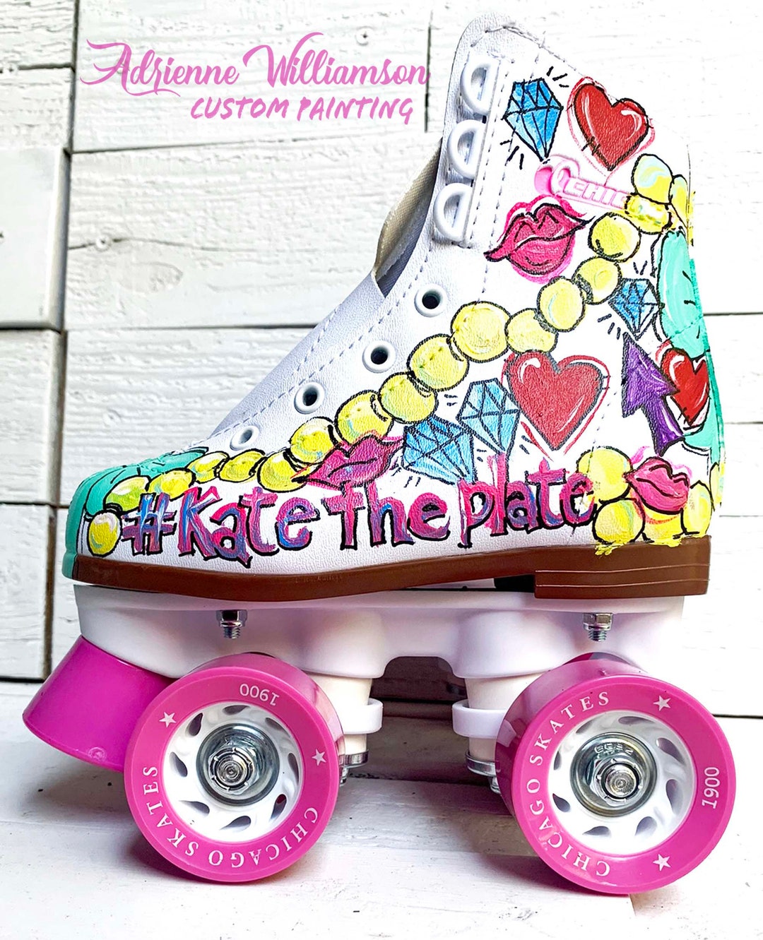 Roller Skates, Personalized and Custom Painted Hearts, Diamonds, Bows ...