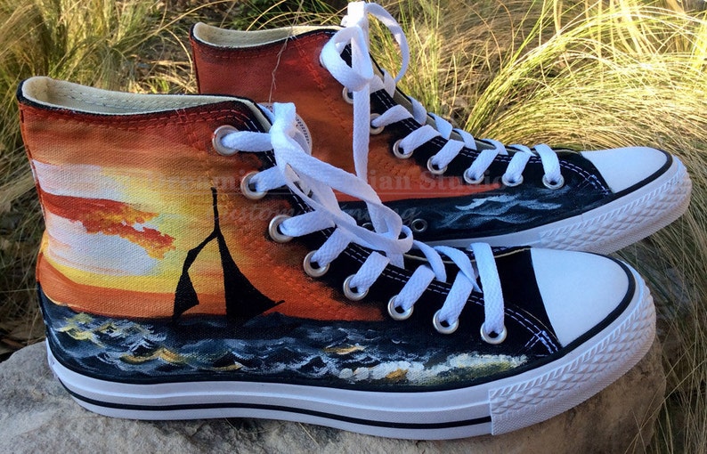 Custom Sunset Sailboat Converse for Weddings and Vacations - Etsy
