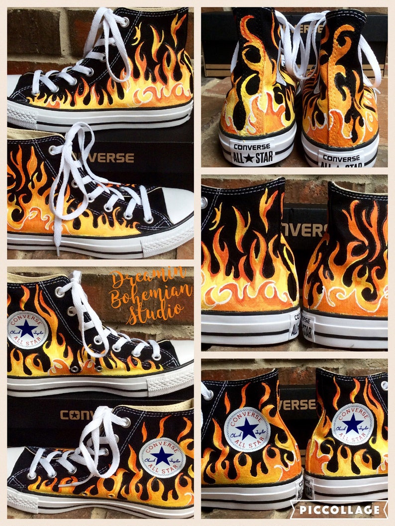 Custom Sneakers Toddler Flame Painted Converse Flaming High | Etsy