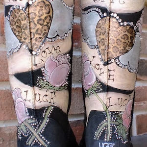 Ugg Boots Custom Hand Painted Banner Design With Life Love Luck and ...